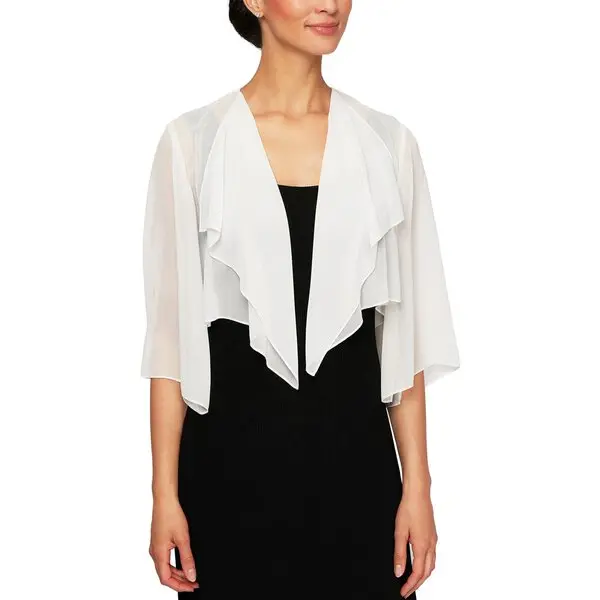 Alex Evenings Hanky Bolero Cardigan - Ivory