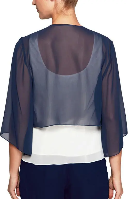 Alex Evenings Hanky Bolero Cardigan - Navy