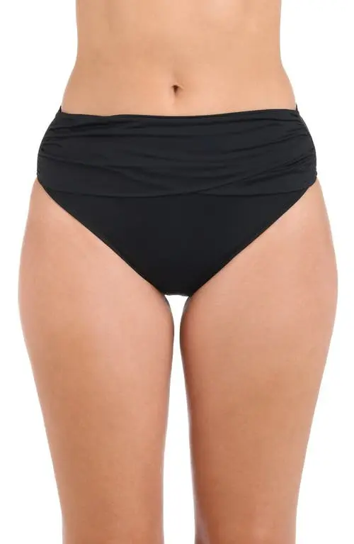 La Blanca Island Goddess Overlap Bikini Bottoms - Black