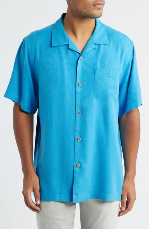 Tommy Bahama Tropic Isle Short Sleeve Button-up Silk Camp Shirt - Blue Canal