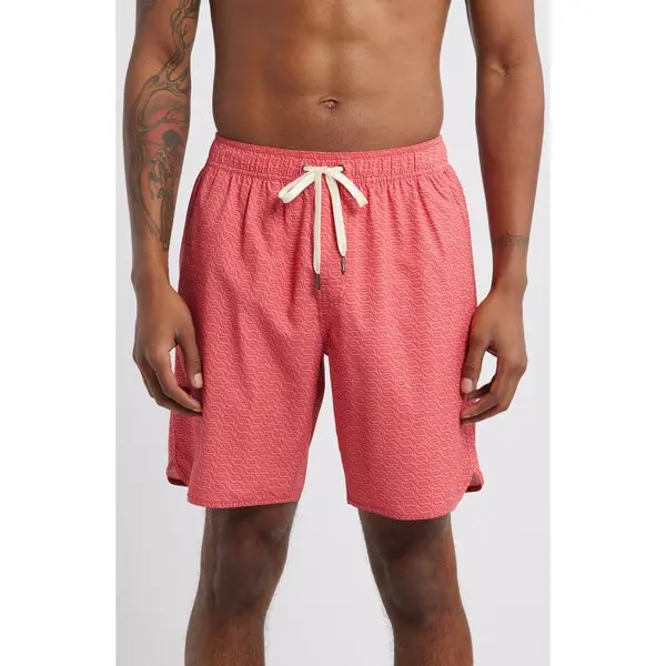 FAIR HARBOR Anchor Swim Trunks - Red Twisted Waves