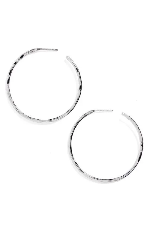 Argento Vivo Hammered Hoop Earrings - Silver
