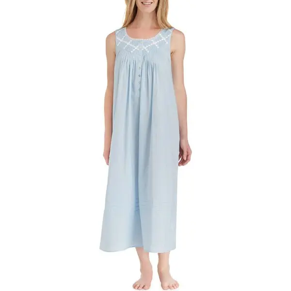 Eileen West Cotton Lawn Ballet Nightgown - Solid Blue