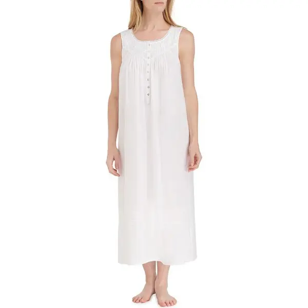 Eileen West Cotton Lawn Ballet Nightgown - Solid White