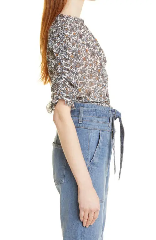 Veronica Beard Natuka Floral Print Silk Blouse