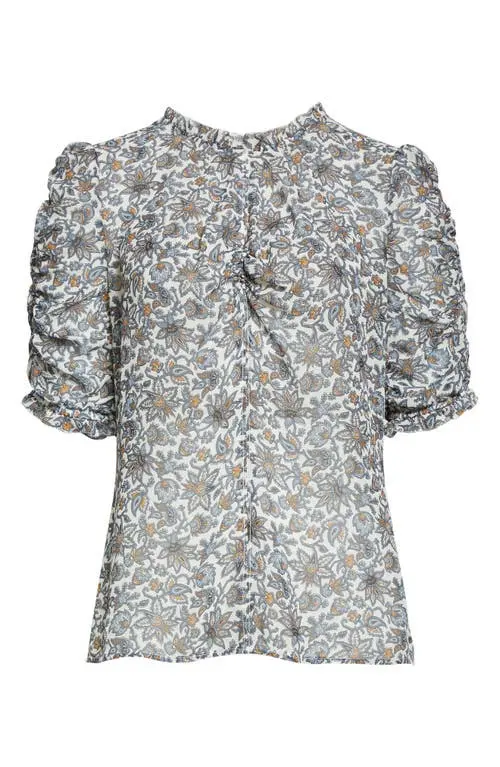 Veronica Beard Natuka Floral Print Silk Blouse