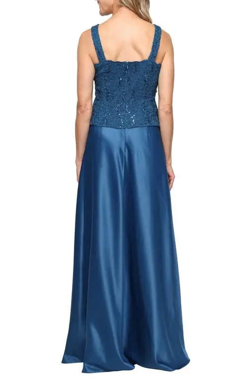 Alex Evenings Sequin Lace And Satin Gown With Jacket - Peacock