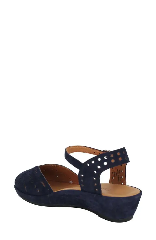 L'AMOUR DES PIEDS Brenn Ankle Strap Sandal - Navy Suede