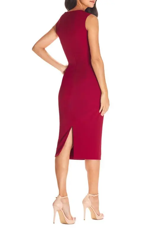 Dress The Population Elle Sweetheart Neck Midi Dress - Garnet