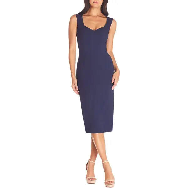 Dress The Population Elle Sweetheart Neck Dress - Midnight Blue