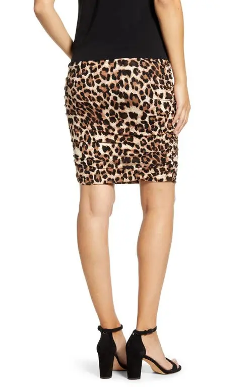 ANGEL MATERNITY Ruched Leopard Print Skirt