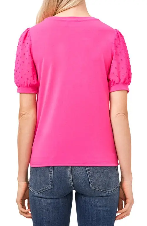 CECE DUPRAZ Puff Sleeve Knit Top - Bright Rose