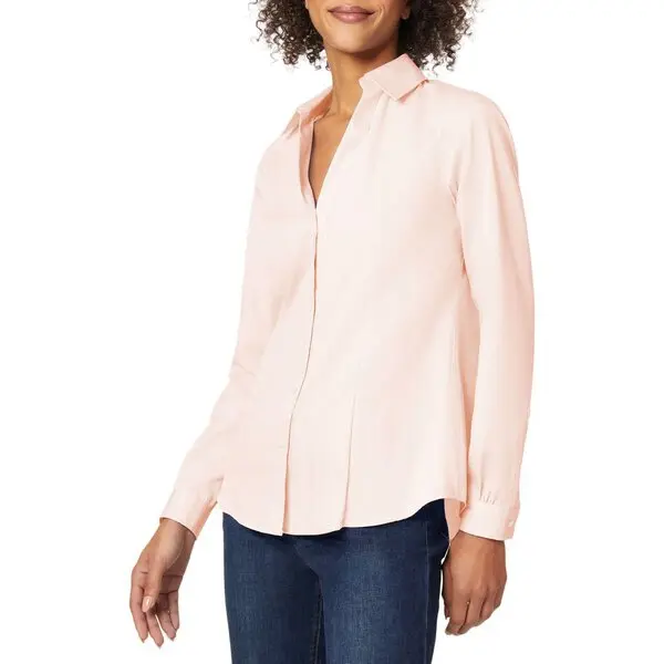Jones New York Solid Cotton Shirt - Rose