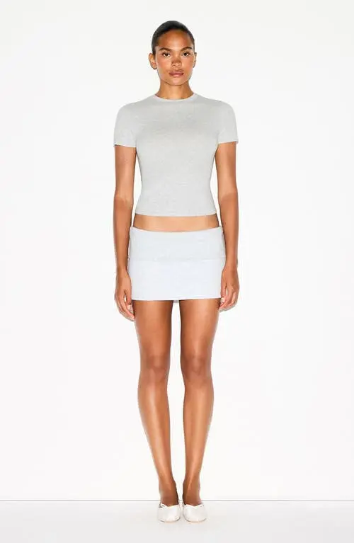 SKIMS Crop Cotton Blend T-shirt - Light Heather Grey