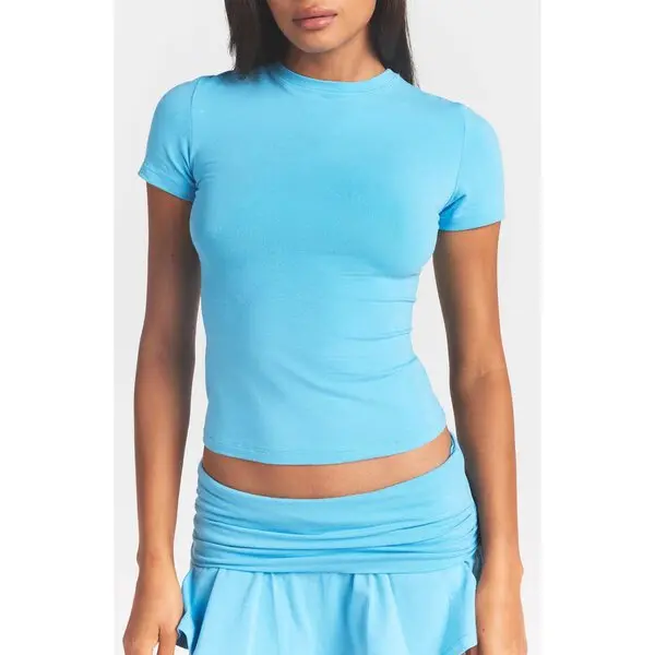 SKIMS Crop Cotton Blend T-shirt - Water