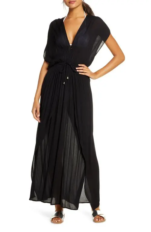 Elan Wrap Maxi Cover-up Dress - Black