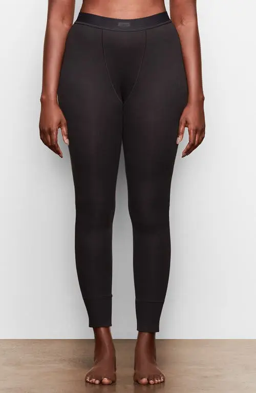 SKIMS Stretch Cotton Rib Leggings - Soot