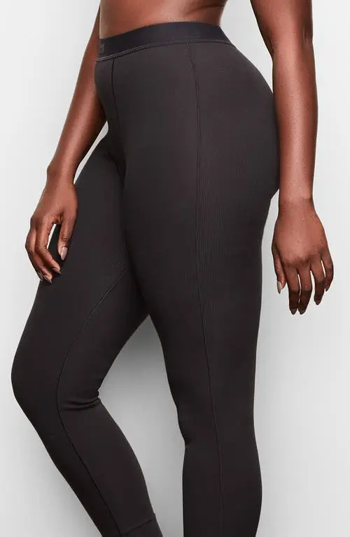SKIMS Stretch Cotton Rib Leggings - Soot