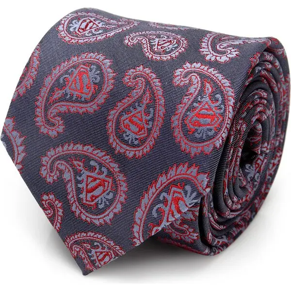 CUFFLINKS, INC. Paisley Superman Logo Neck Tie - Blue