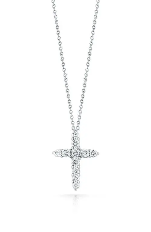 Roberto Coin Tiny Treasures Diamond Cross Pendant Necklace - White Gold