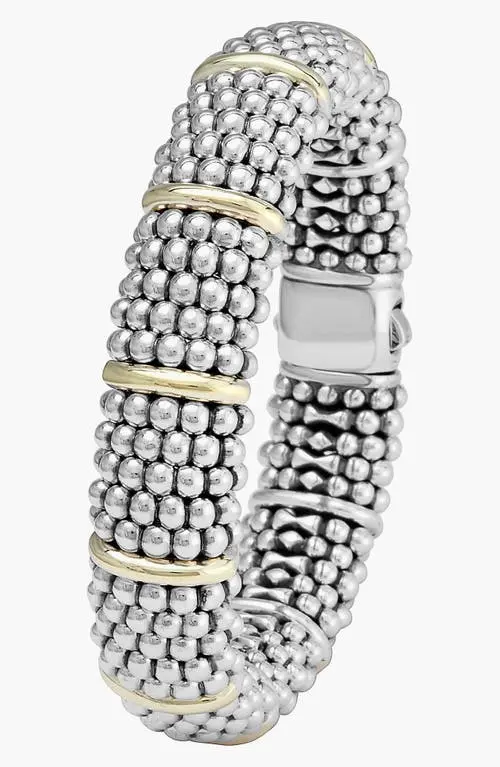 Lagos Oval Caviar Beaded Bracelet - Silver/gold