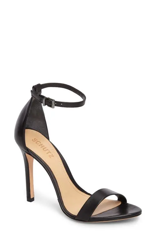 Schutz Cadey Lee Strappy Sandals - Black Leather