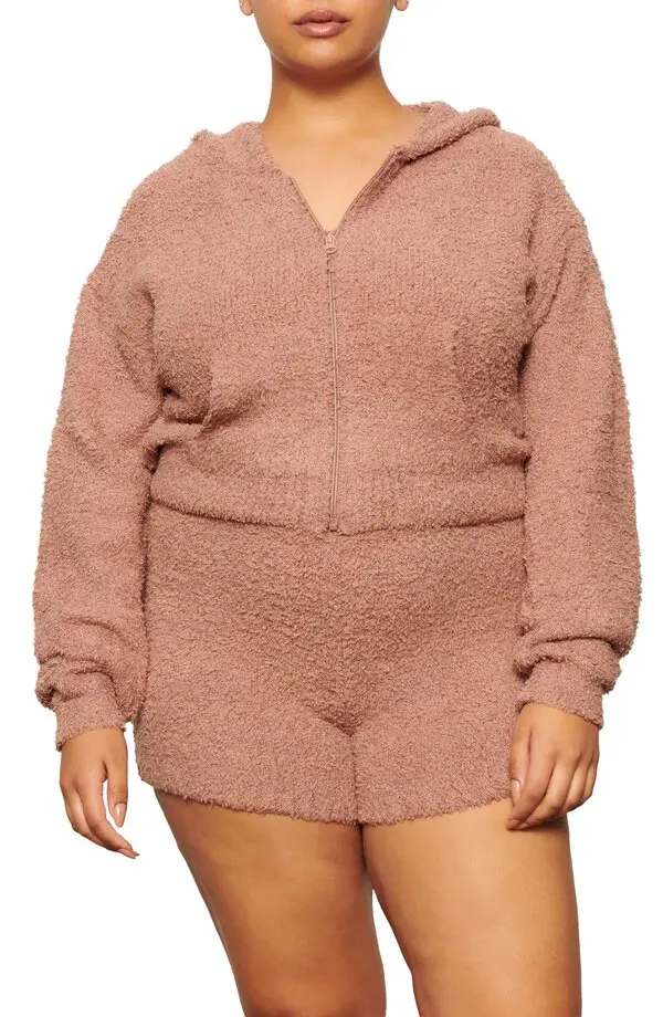 Felpa Con Cappuccio E Zip Skims In Cotone Pile - Taglia M Colore Onice (Nero) Per Donna