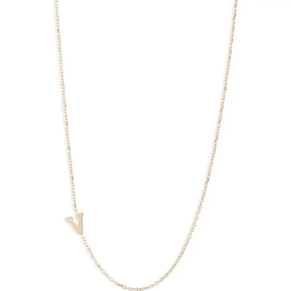 Anzie Diamond Initial Pendant Necklace - V