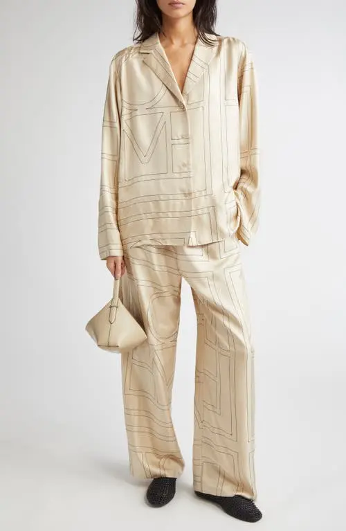TOTEME Monogram Silk Pajama Bottoms - Ivory Monogram