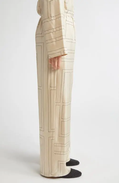 TOTEME Monogram Silk Pajama Bottoms - Ivory Monogram