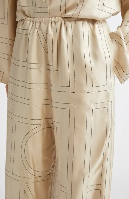 TOTEME Monogram Silk Pajama Bottoms - Ivory Monogram