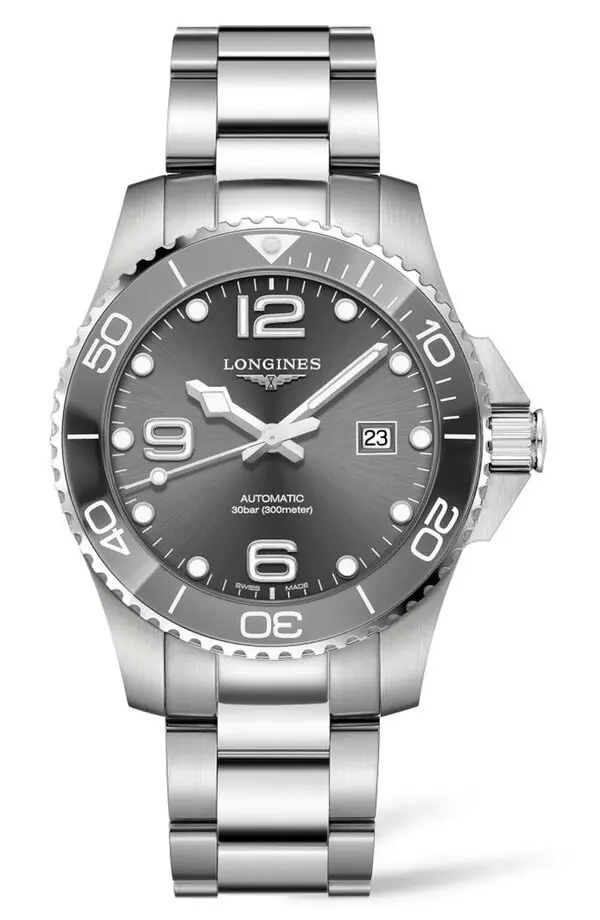 LONGINES Hydroconquest Automatic Bracelet Watch - Silver/ Grey/ Silver
