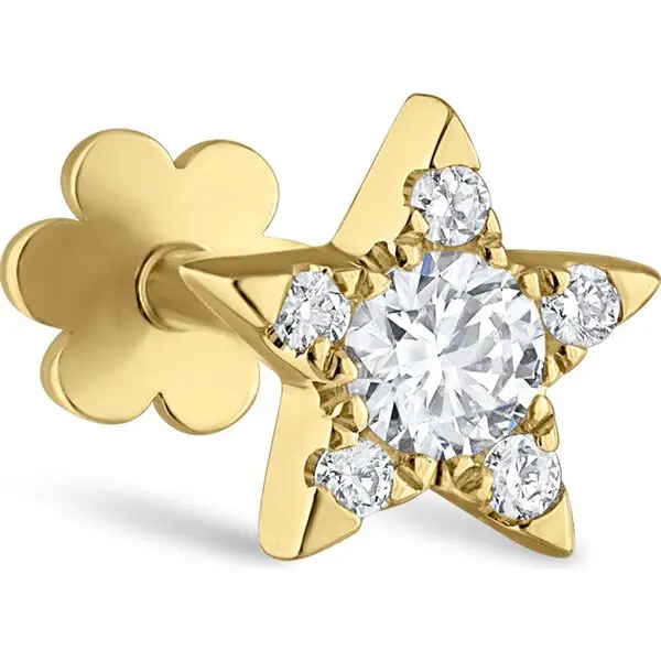 MARIA TASH Diamond Star Threaded Stud Earring - Yellow Gold