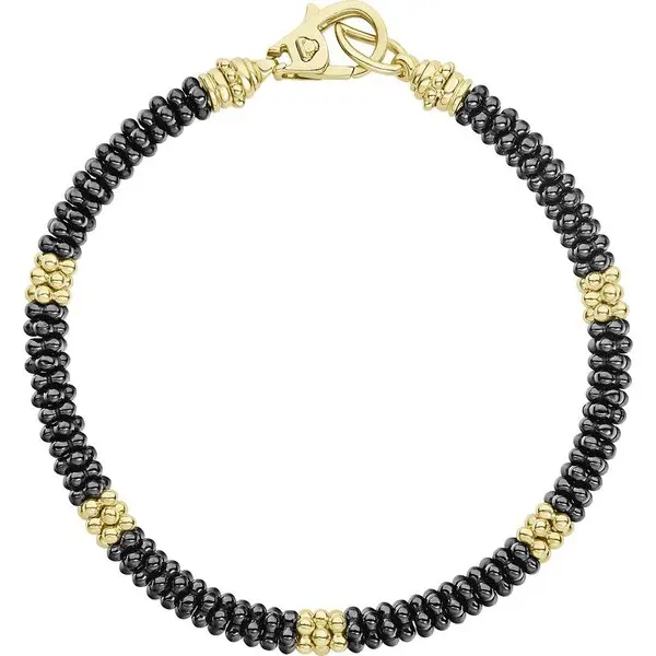 Lagos Black Caviar Beaded Station Bracelet - Gold