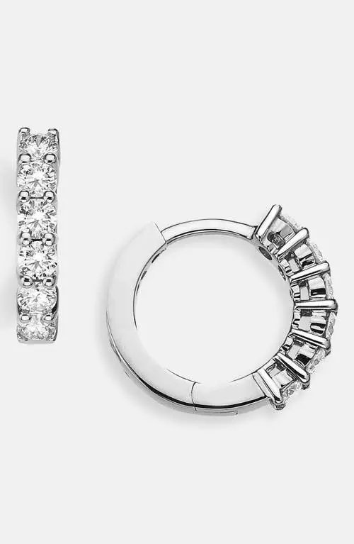 Roberto Coin Diamond Huggie Hoop Earrings - White Gold