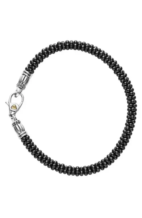 Lagos Ceramic Caviar Beaded Bracelet - Black/gold