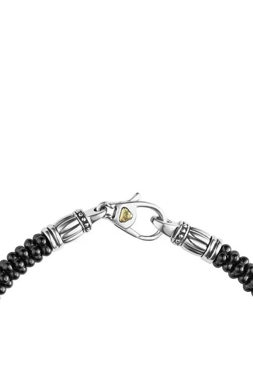 Lagos Ceramic Caviar Beaded Bracelet - Black/gold