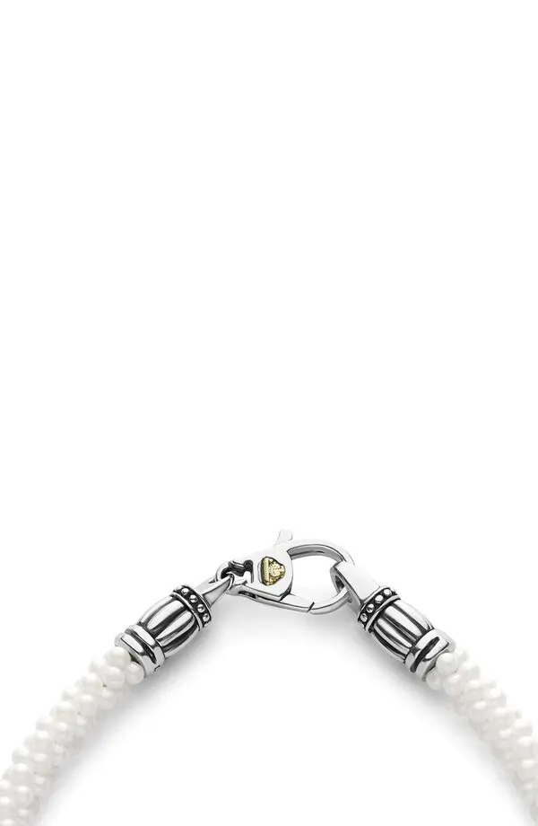 Lagos Ceramic Caviar Beaded Bracelet - White/ Gold