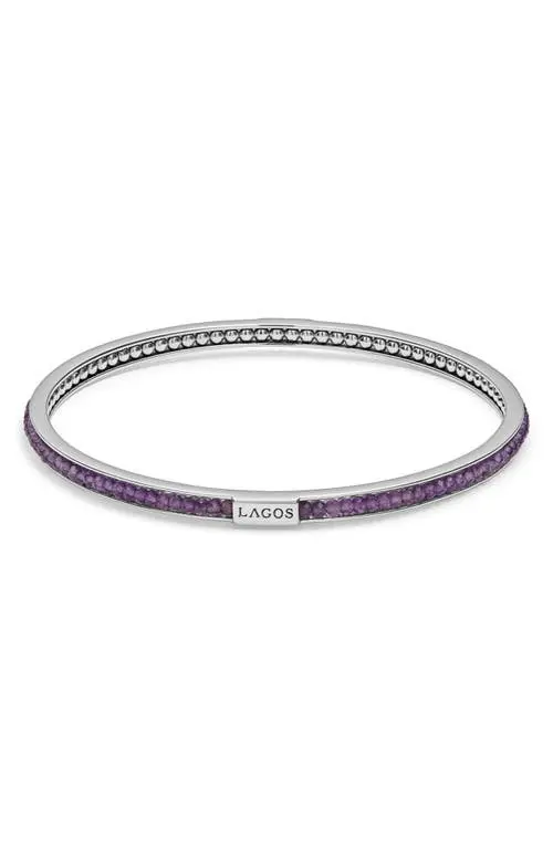 Lagos Caviar Icon Beaded Bangle Bracelet - Silver/amethyst