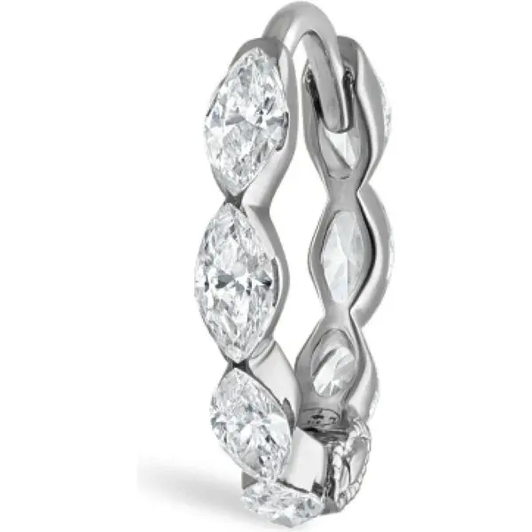 MARIA TASH Single Diamond Marquise Eternity Hoop Earring - White Gold