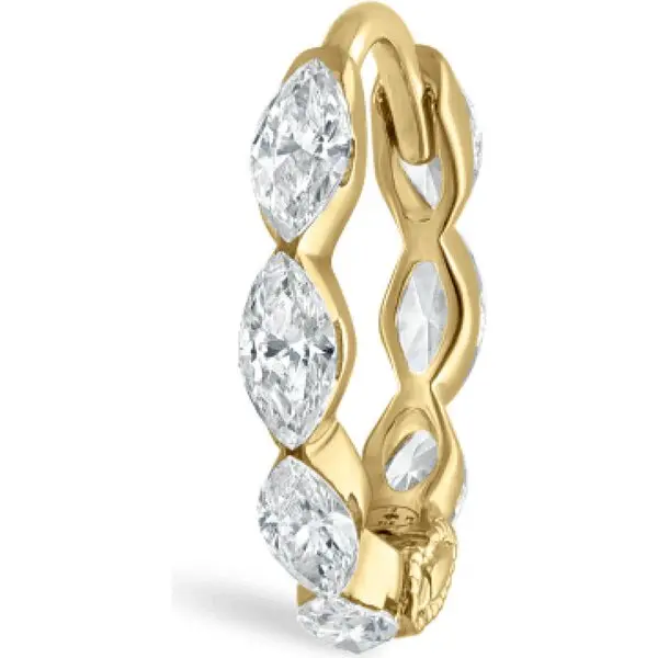 MARIA TASH Single Diamond Marquise Eternity Hoop Earring - Yellow Gold