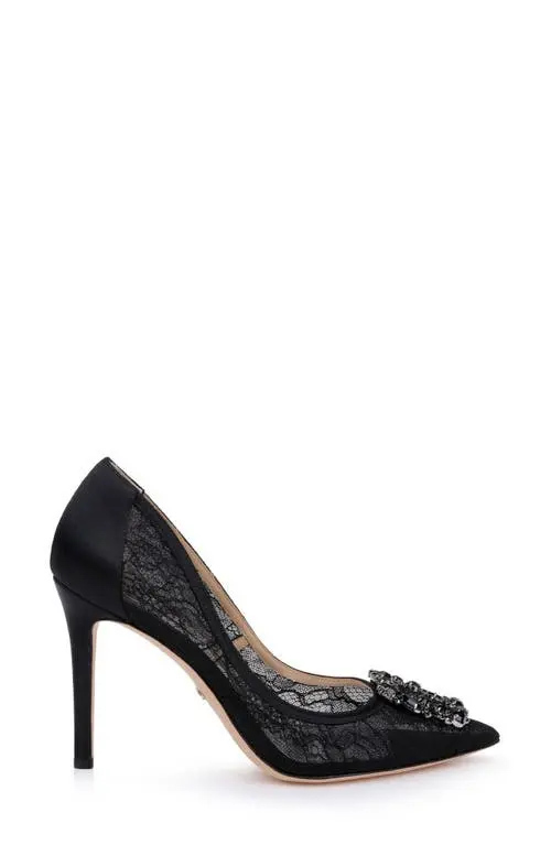 Badgley Mischka Cher Crystal Embellished Pumps - Black Lace