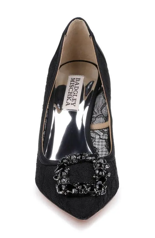 Badgley Mischka Cher Crystal Embellished Pumps - Black Lace