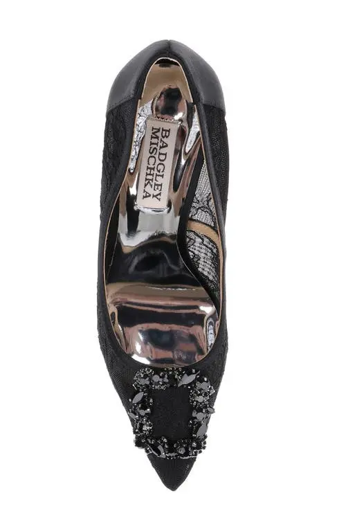 Badgley Mischka Cher Crystal Embellished Pumps - Black Lace