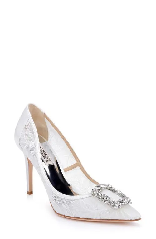 Badgley Mischka Cher Crystal Embellished Pumps - White Lace