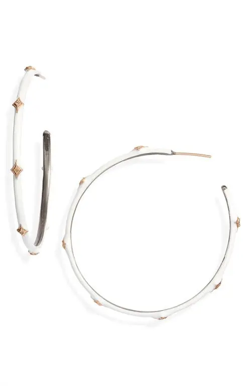 Armenta New World 14k Gold And Enamel Hoop Earrings - White Enamel