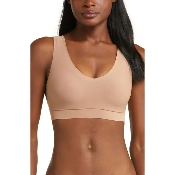 Chantelle Soft Stretch Padded V-neck Bralette - Coffee Latte