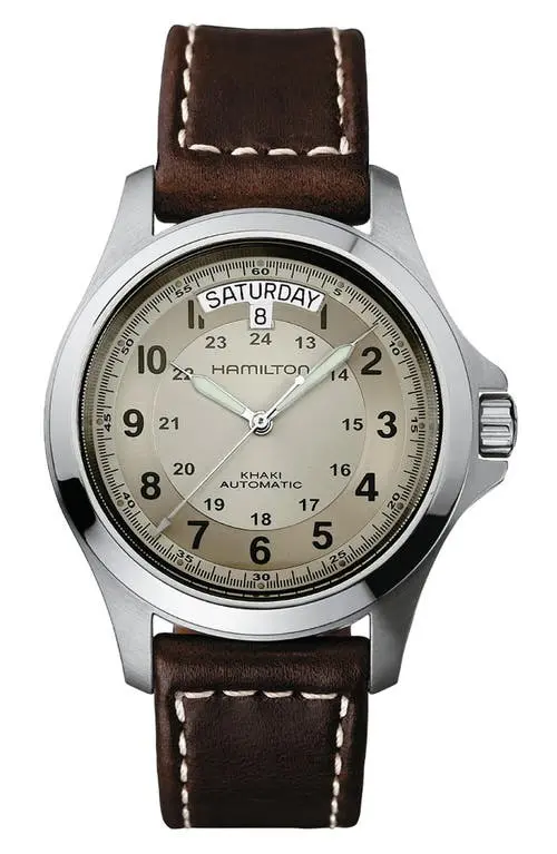 Hamilton Khaki Field King Automatic Leather Strap Watch - No Color