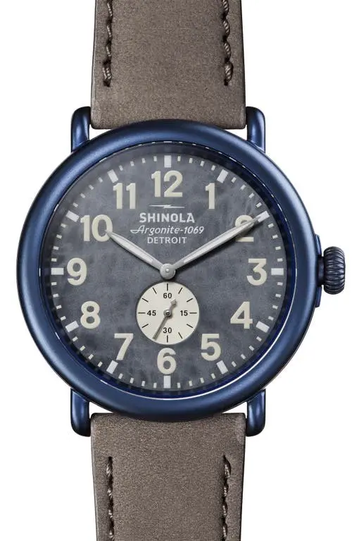 Shinola The Runwell Leather Strap Watch - Cool Gray