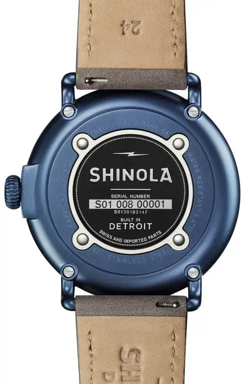 Shinola The Runwell Leather Strap Watch - Cool Gray